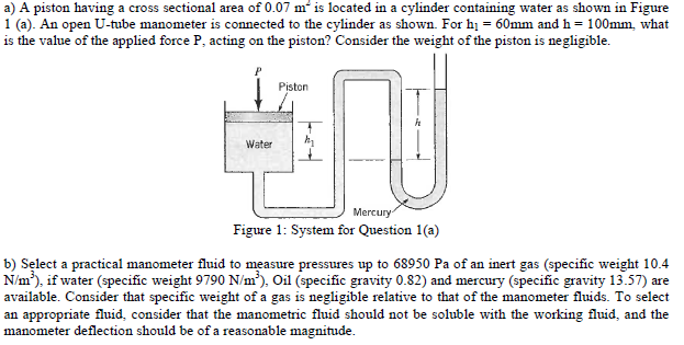 Solved a) A piston having a cross sectional area of 0.07 m^2 | Chegg.com