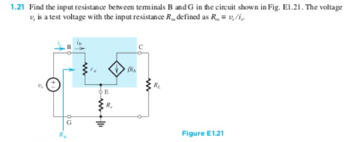 Solved Find the input resistance between terminals B and G | Chegg.com