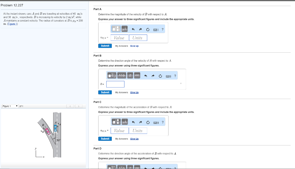 Solved Problem 12.227 Part A Al the inslan shown, cars A and | Chegg.com