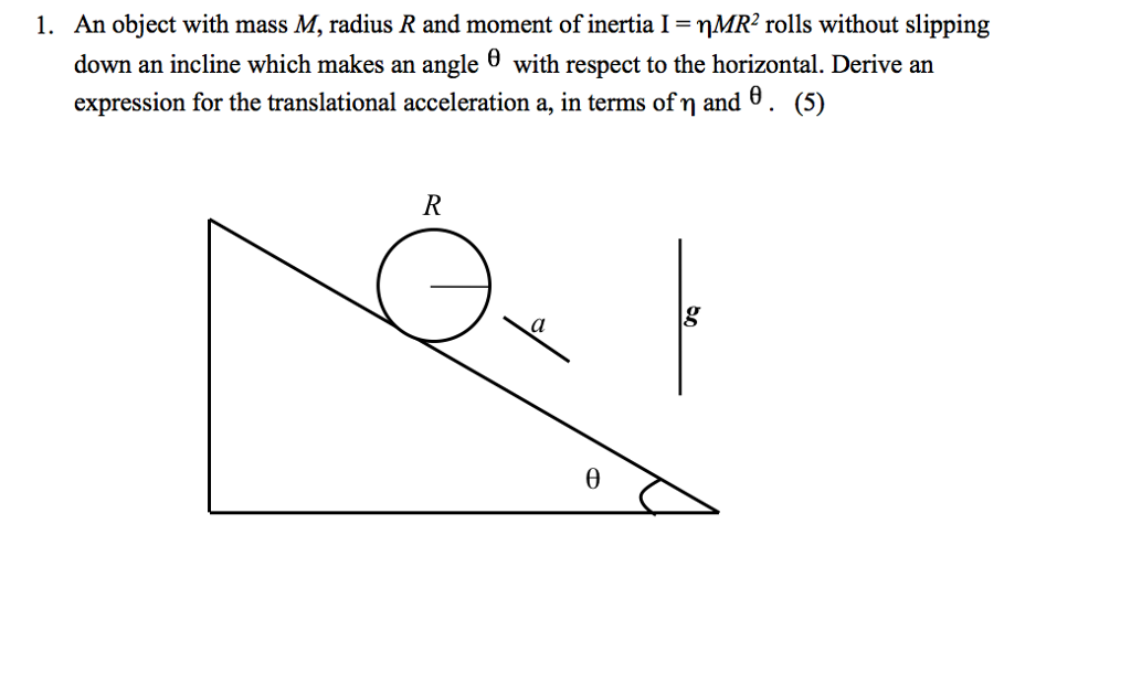 Solved An object with mass M, radius R and moment of inertia | Chegg.com