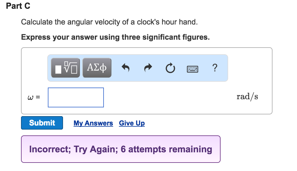 Solved Part C Calculate the angular velocity of a clock's | Chegg.com