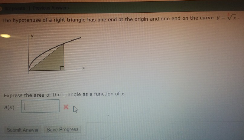 Solved The Hypotenuse Of A Right Triangle Has One End At The Chegg