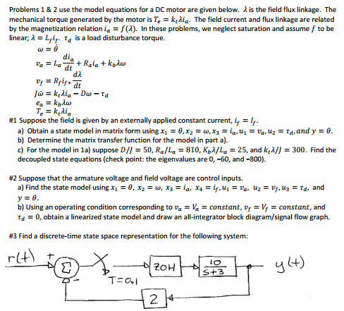 Modern Control Theory :Problems 1 & 2 use the model | Chegg.com