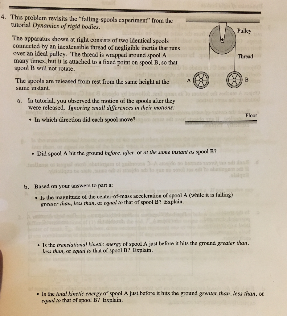 Solved 4. This problem revisits the "falling-spools | Chegg.com