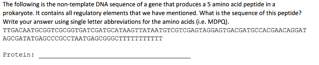 Solved The following is the non-template DNA sequence of a | Chegg.com