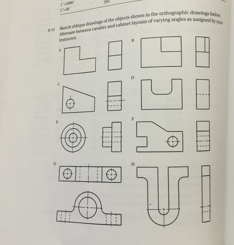 Solved Sketch oblique drawings of the objects shown in the | Chegg.com