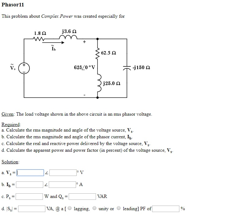 Solved This problem about Complex Power was created | Chegg.com