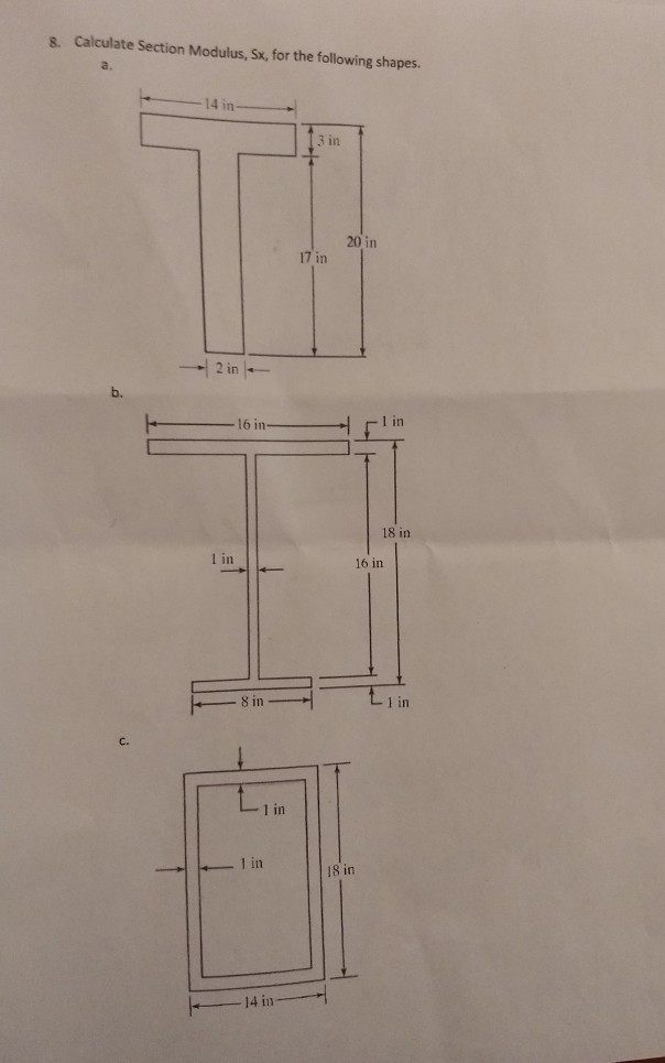 Solved s. Calculate Section Modulus, Sx, for the following | Chegg.com