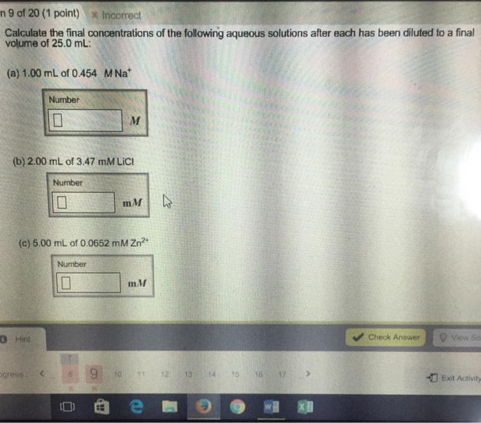 Solved Calculate the final concentrations of the following | Chegg.com