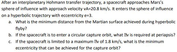 After an interplanetary Hohmann transfer trajectory, | Chegg.com
