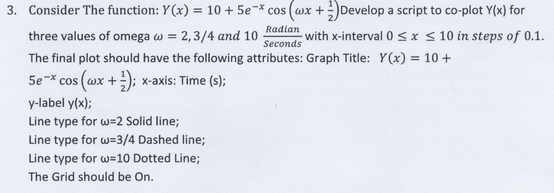 Solved der The function: YxDevelop a script to co-plot Yis) | Chegg.com