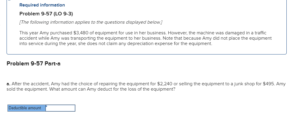 Solved Required information Problem 9-57 (LO 9-3) The | Chegg.com Solved Required information Problem 9-57 (LO 9-3) The | Chegg.com