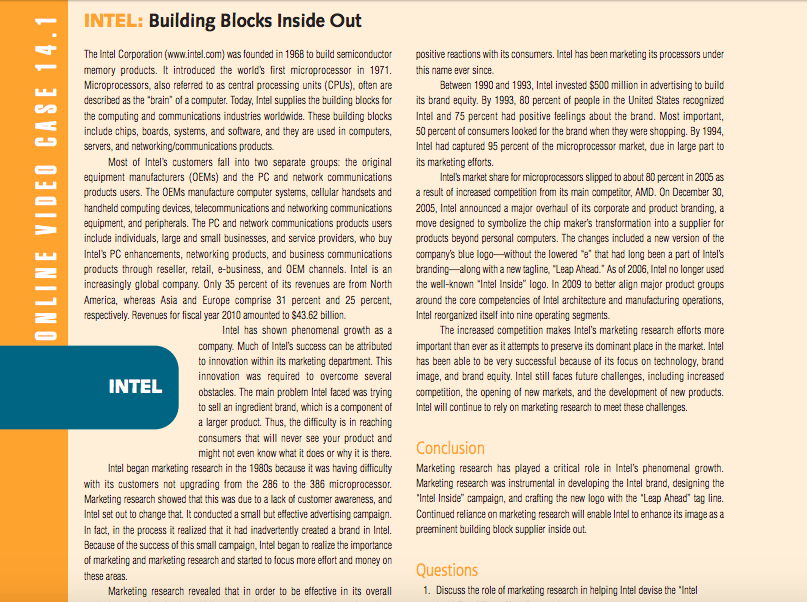 INTEL: Building Blocks Inside Out The Intel | Chegg.com