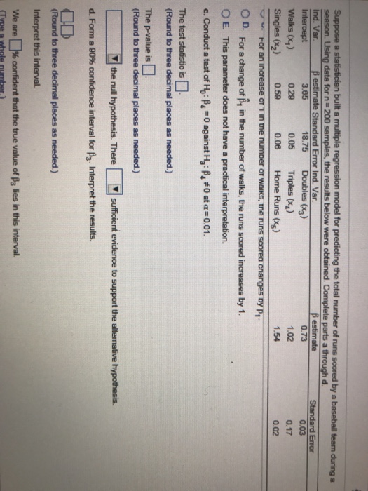 Solved suppose a statistician built a multiple regression | Chegg.com