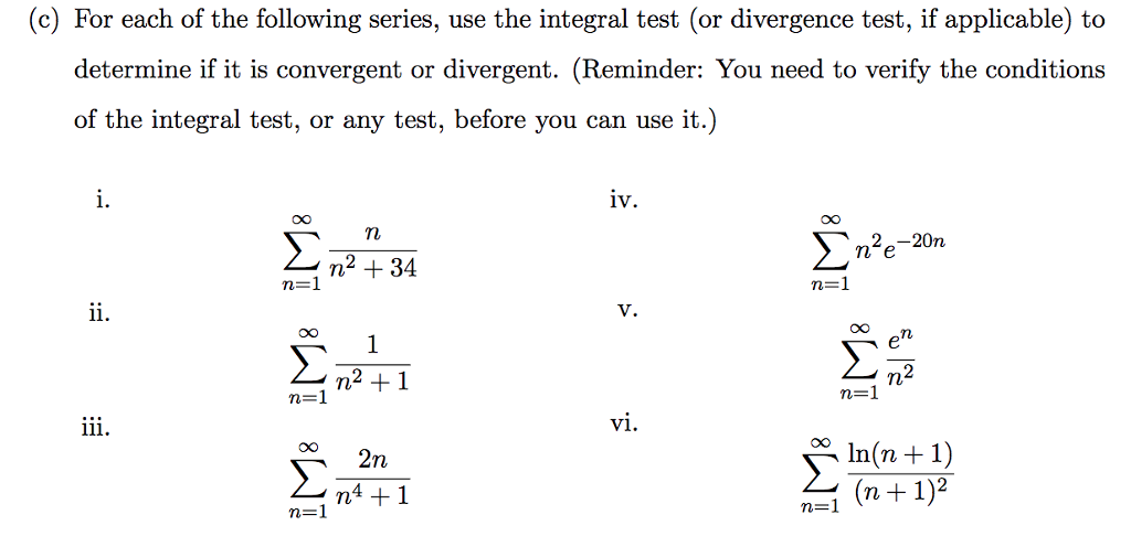 Solved (c) For each of the following series, use the | Chegg.com