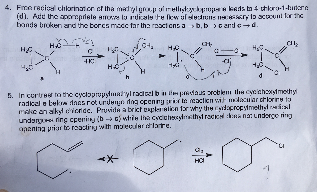 Solved 4. Free radical chlorination of the methyl group of | Chegg.com