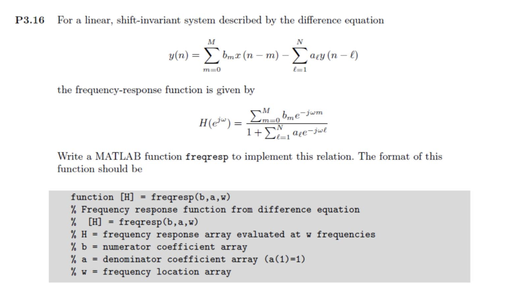 Solved P316 For A Linear Shift Invariant System Described 