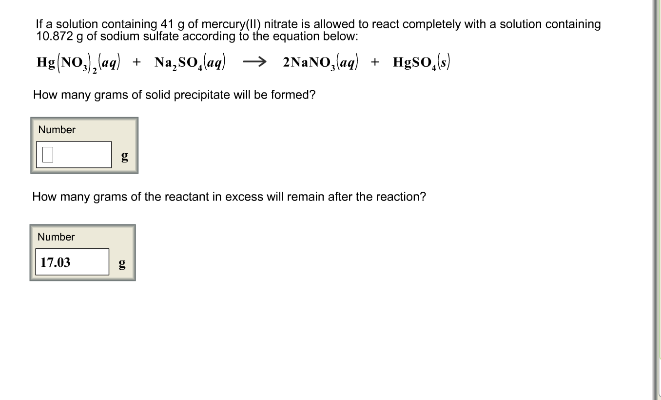 Solved If a solution containing 41 g of mercury(II) nitrate | Chegg.com