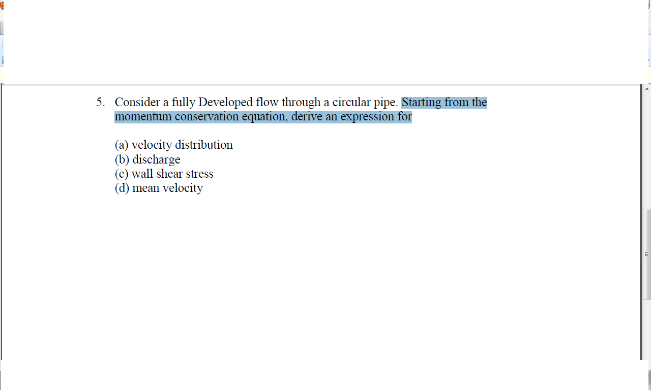 Solved Consider a fully Developed flow through a circular | Chegg.com