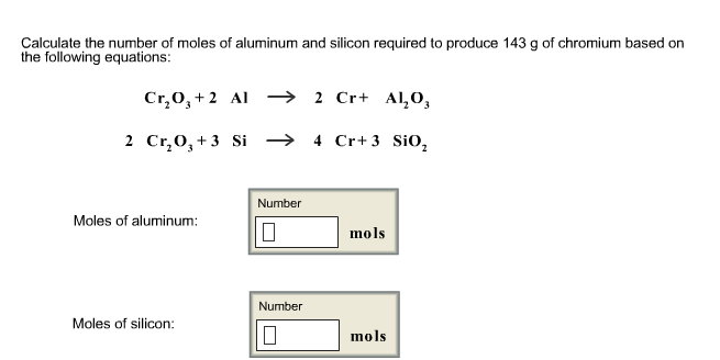 Solved Calculate the number of moles of aluminum and silicon | Chegg.com