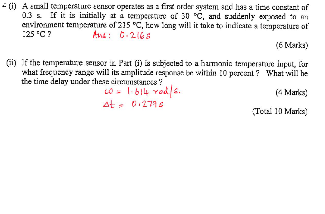Solved A small temperature sensor operates as a first order | Chegg.com