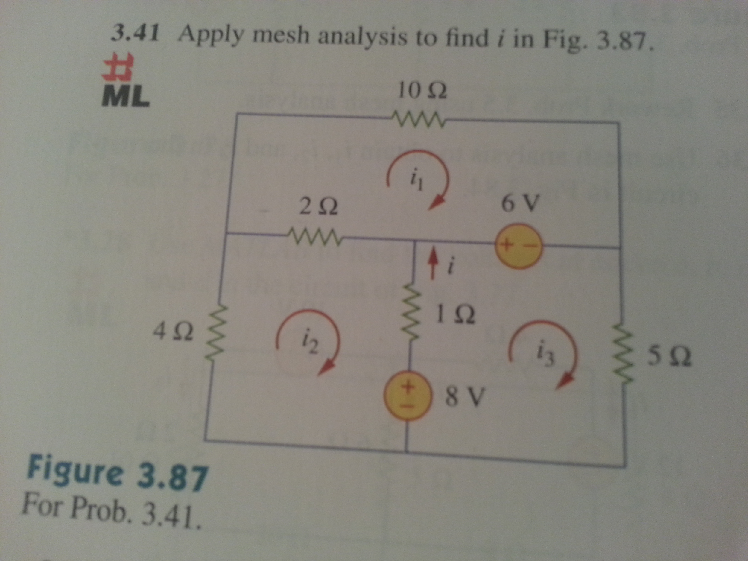 Solved 3.41 Apply mesh analysis to find I in Fig. 3.87. | Chegg.com