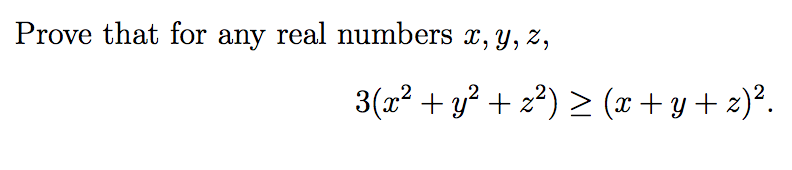 Solved Prove that for any real numbers x, y, z, | Chegg.com