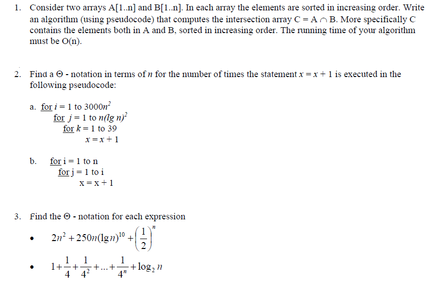 Solved Consider two arrays A[l..n] ancl B[l..n]. In each | Chegg.com
