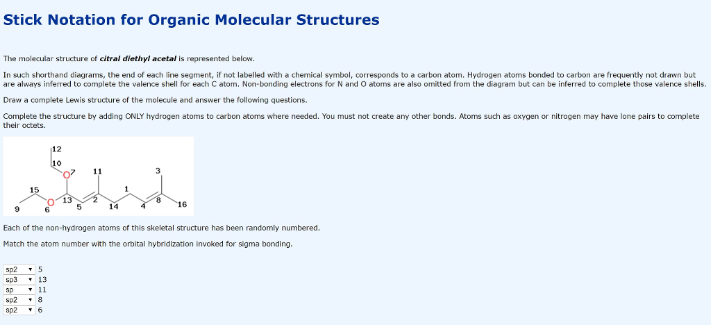 Solved Stick Notation for Organic Molecular Structures The | Chegg.com