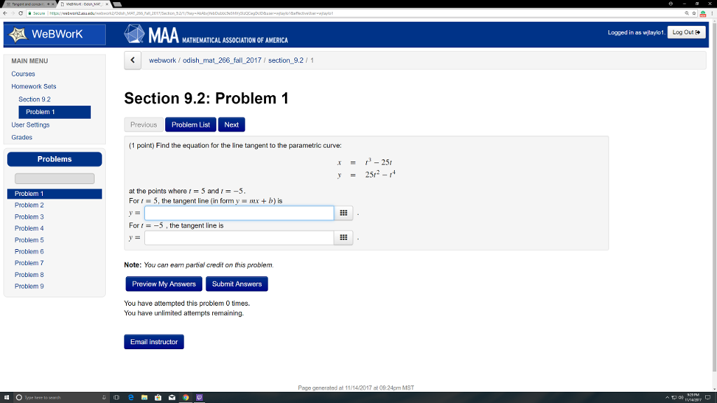 Solved WeBWorK Logged in as wjtaylo1 Log Out MATHEMATICAL | Chegg.com Solved WeBWorK Logged in as wjtaylo1 Log Out MATHEMATICAL | Chegg.com