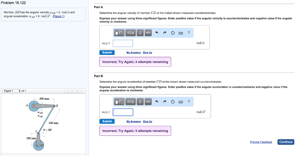 Solved Member AB has the angular velocity omega_AB = 2 rad/s | Chegg.com