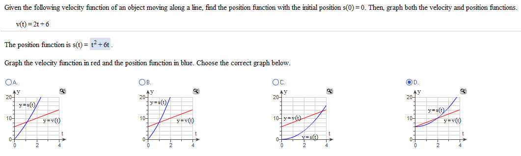 Given the following velocity function of an object | Chegg.com