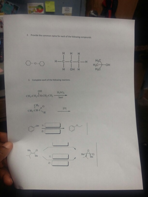 Solved 2. Provide the common name for each of the following | Chegg.com