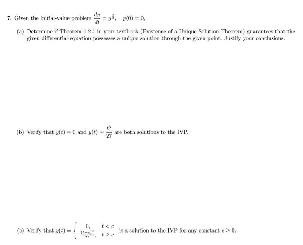 Solved Given the initial-value problem dy/dt = y^2/3, y(0) = | Chegg.com