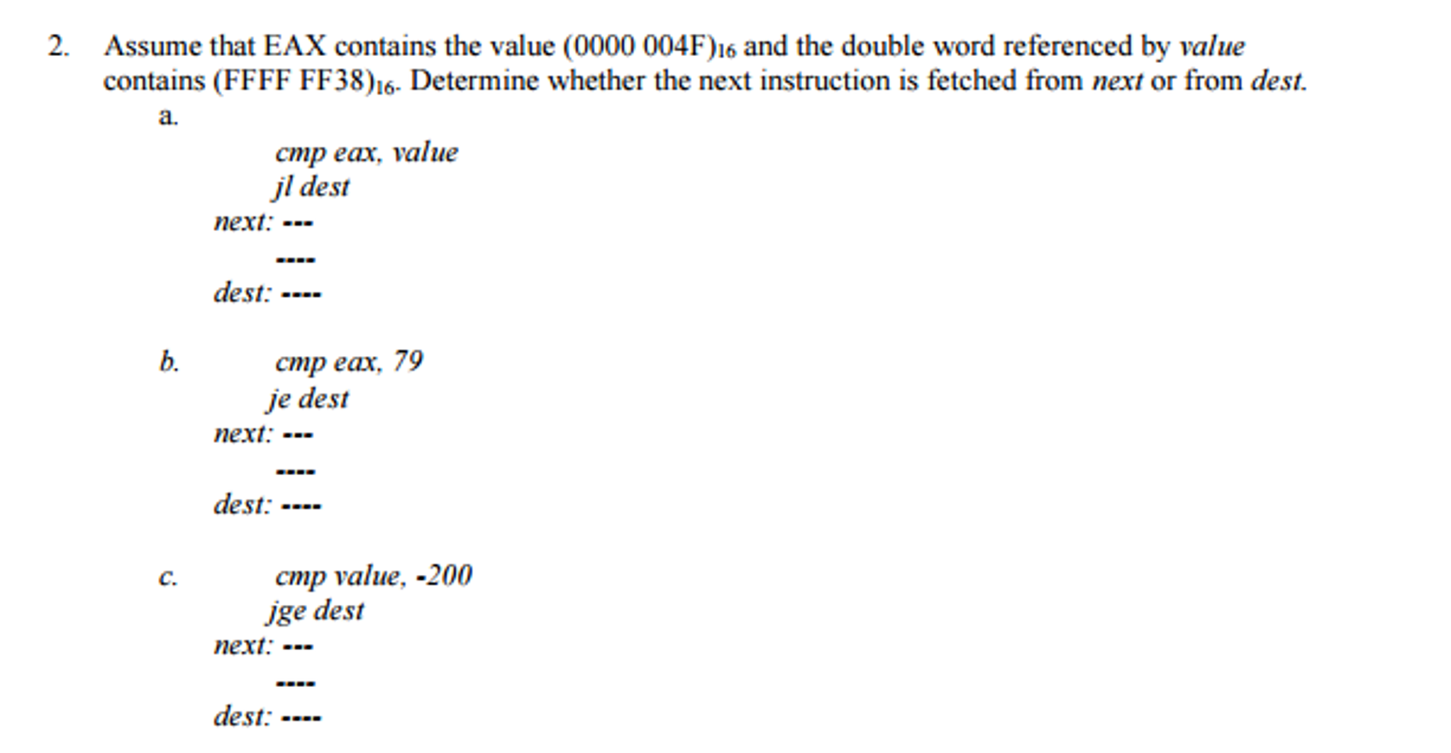Assume that EAX contains the value (0000 004F)_16 and | Chegg.com