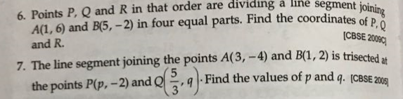 Solved dividing a line segment ACl, 6) and B(5, -2) in four | Chegg.com