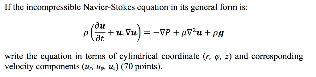 Solved If the incompressible Navier_Stokes equation in its | Chegg.com