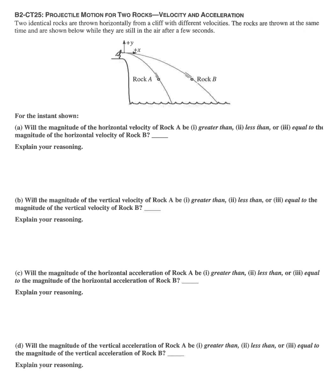Solved B2-CT25: PROJECTLE MOTION FOR TWO ROCKS -VELOSITY AND | Chegg.com