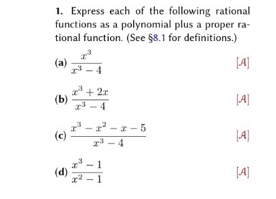 Solved Express each of the following rational functions as a | Chegg.com
