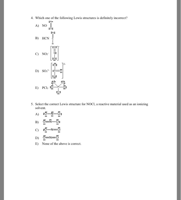 Solved Which one of the following Lewis structures is | Chegg.com