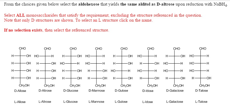 Solved From the choices given below select the aldohexose | Chegg.com