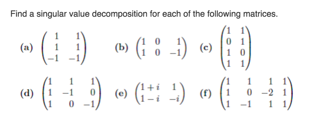 Solved Find a singular value decomposition for each of the | Chegg.com