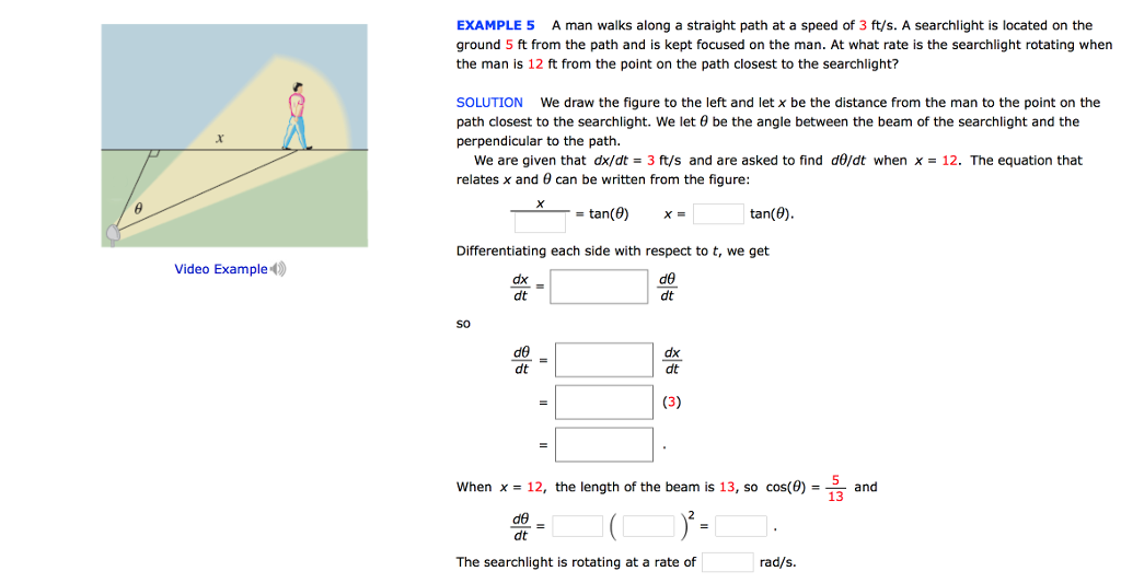 Solved EXAMPLE 5 A man walks along a straight path at a | Chegg.com