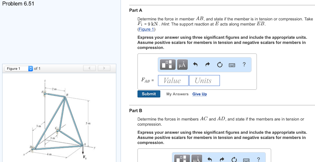 Solved Problem 6 51 Part A Determine The Force In Member Ab