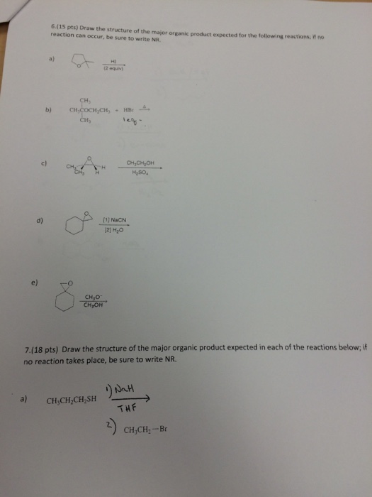 Solved Draw The Structure Of The Major Organic Product
