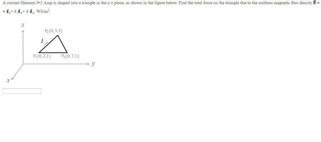Solved A current filament I=2 Amp is shaped into a triangle | Chegg.com