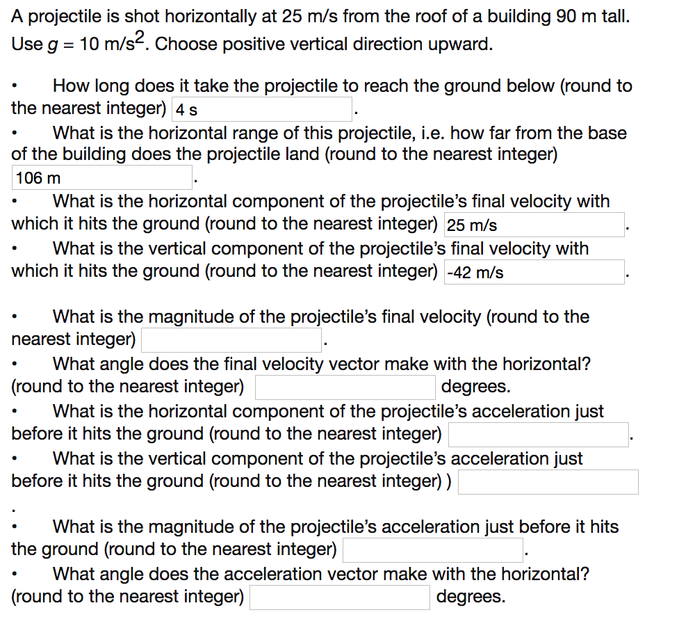 Solved A projectile is shot horizontally at 25 m/s from the | Chegg.com