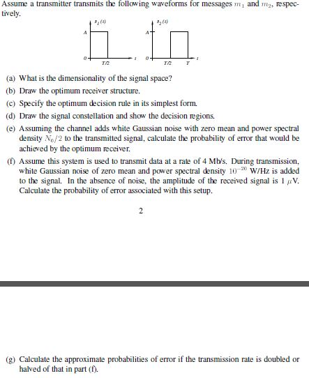 Assume a transmitter transmits the following | Chegg.com