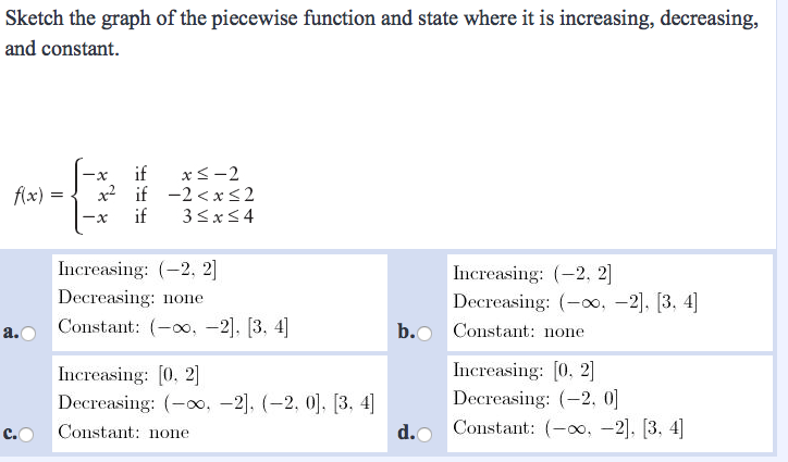 Solved Sketch the graph of the piecewise function and state | Chegg.com