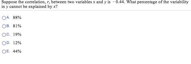 Solved Suppose the correlation, r, between two variables x | Chegg.com